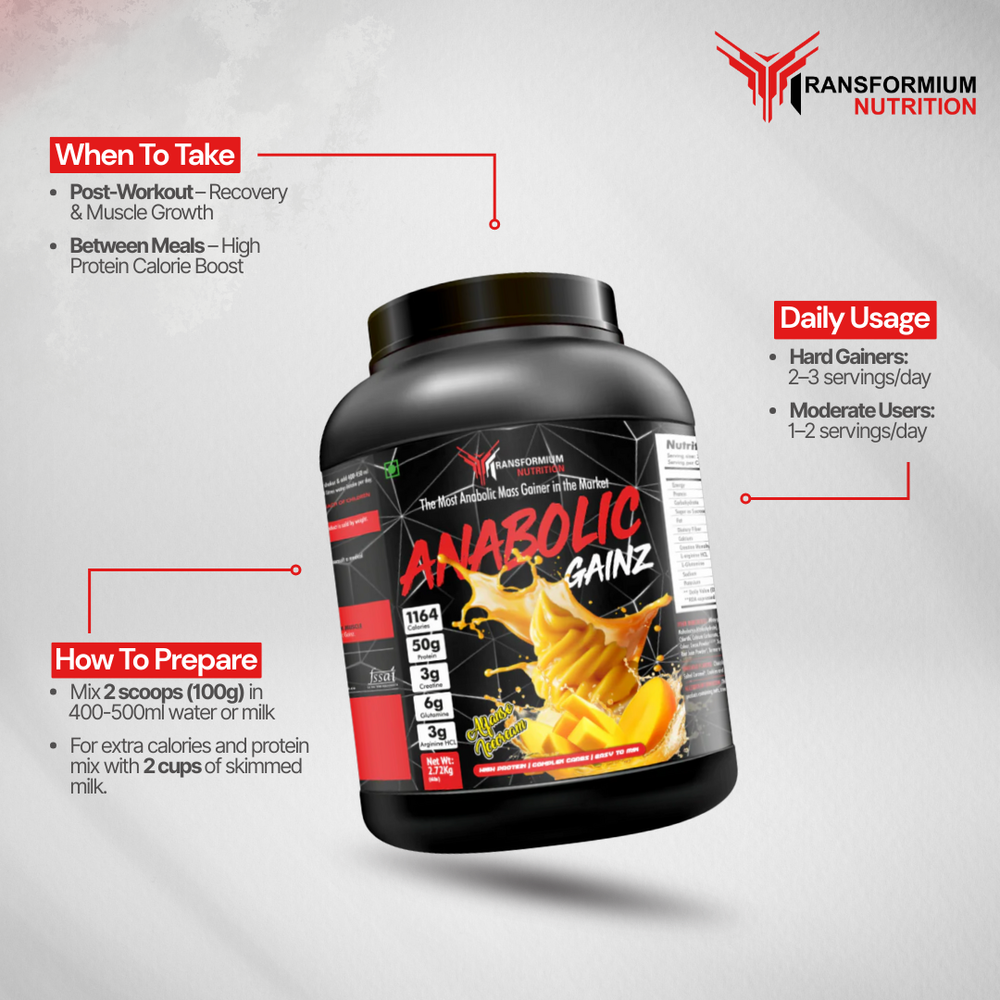Anabolic Gainz Bulk Mass Gainer – Transformium Nutrition