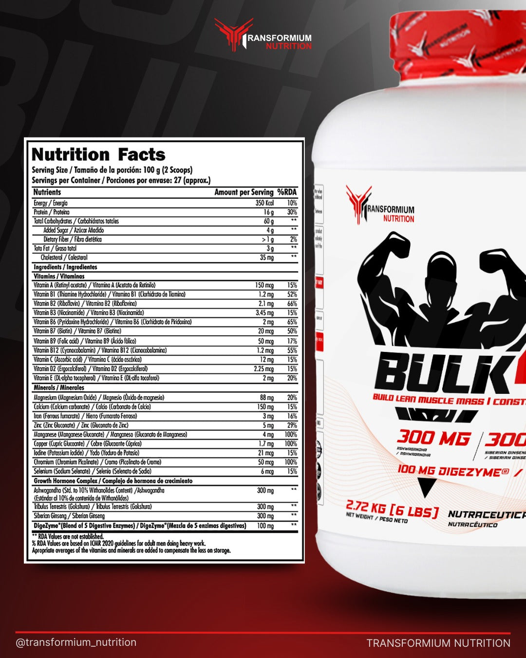 Bulk4M (Perfect Mass Gainer) – Transformium Nutrition