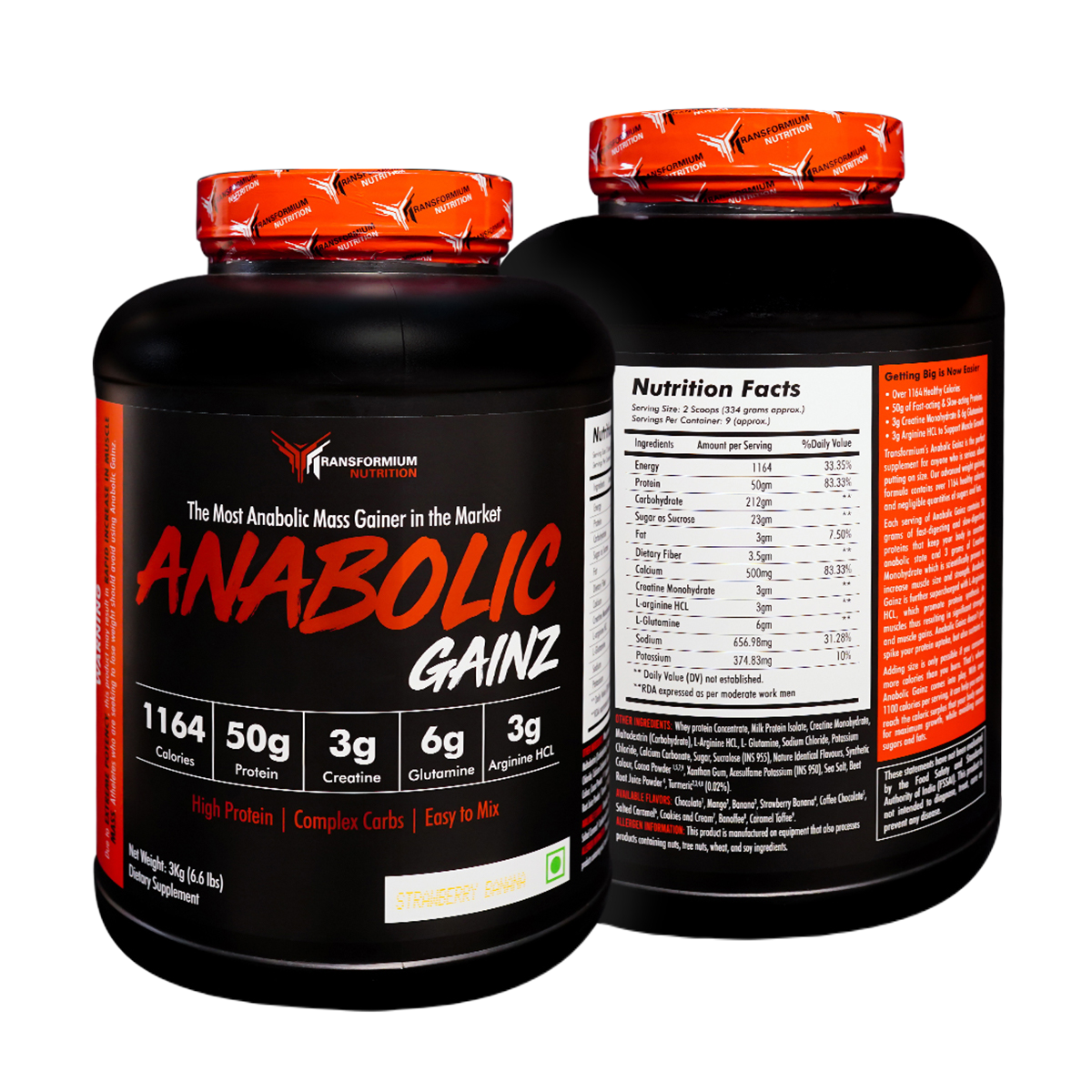 Anabolic Gainz Bulk Mass Gainer – Transformium Nutrition
